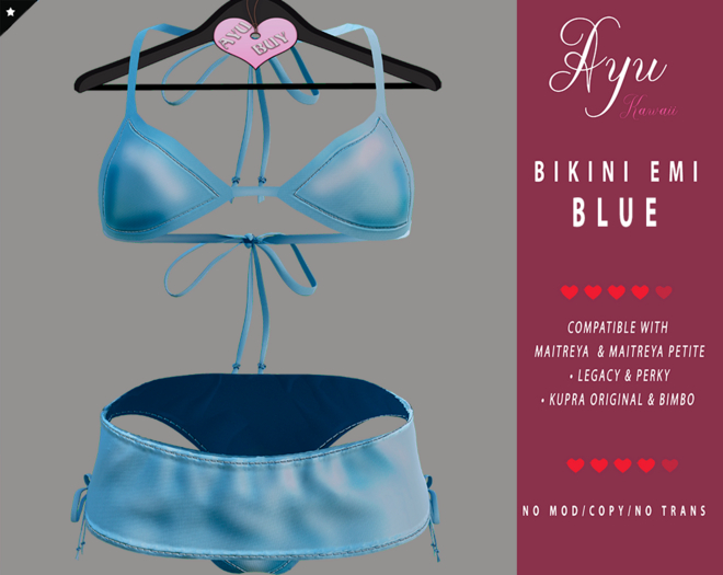 Second Life Marketplace - {Ayu} Bikini Emi Blue {Maitreya/LegacyKupra}